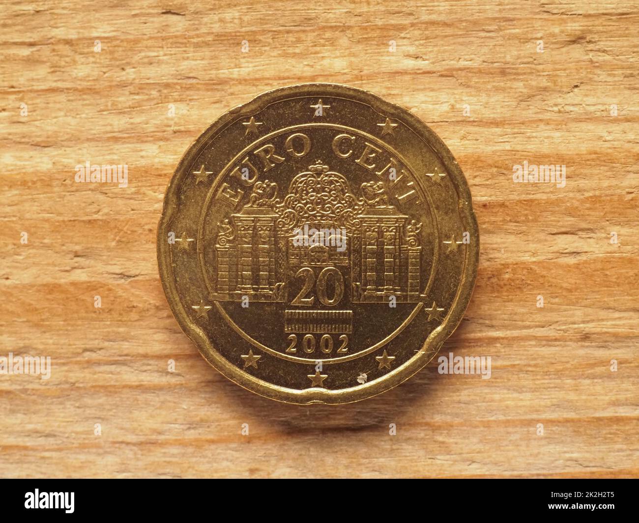 20 cents coin showing the belvedere palace, currency of Austria, EU ...