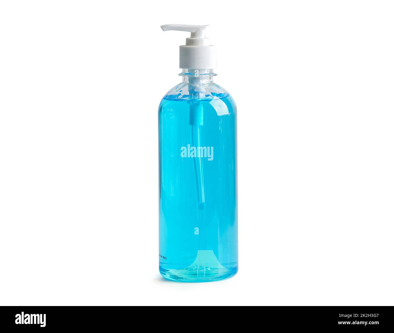 Blue alcohol sanitizer gel bottle isolated on white background for ...