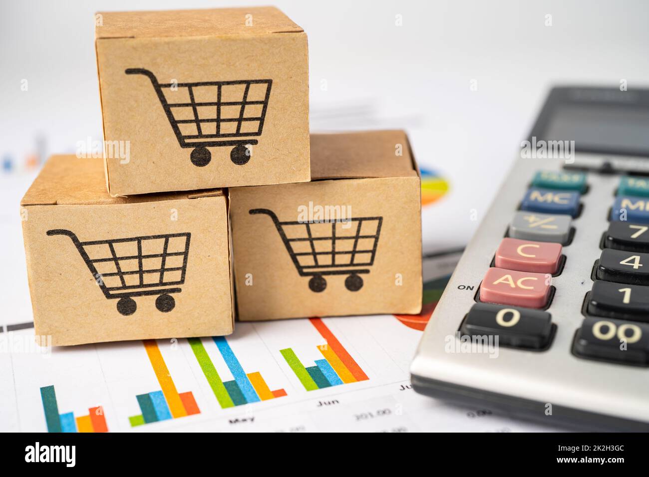 Shopping cart logo on graph background. Banking Account, Investment ...