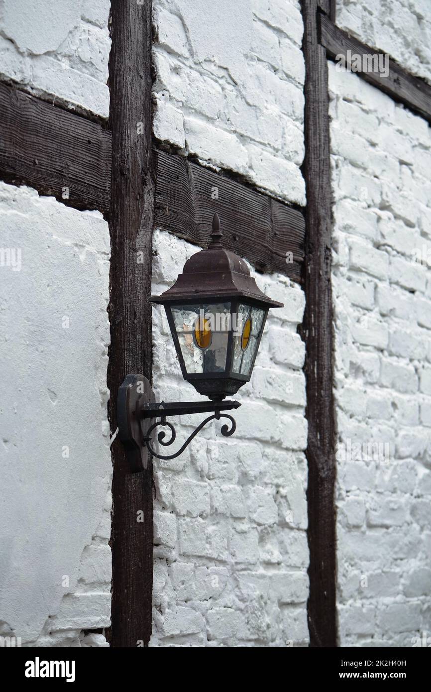 Half-timbered facade with lantern Stock Photo - Alamy