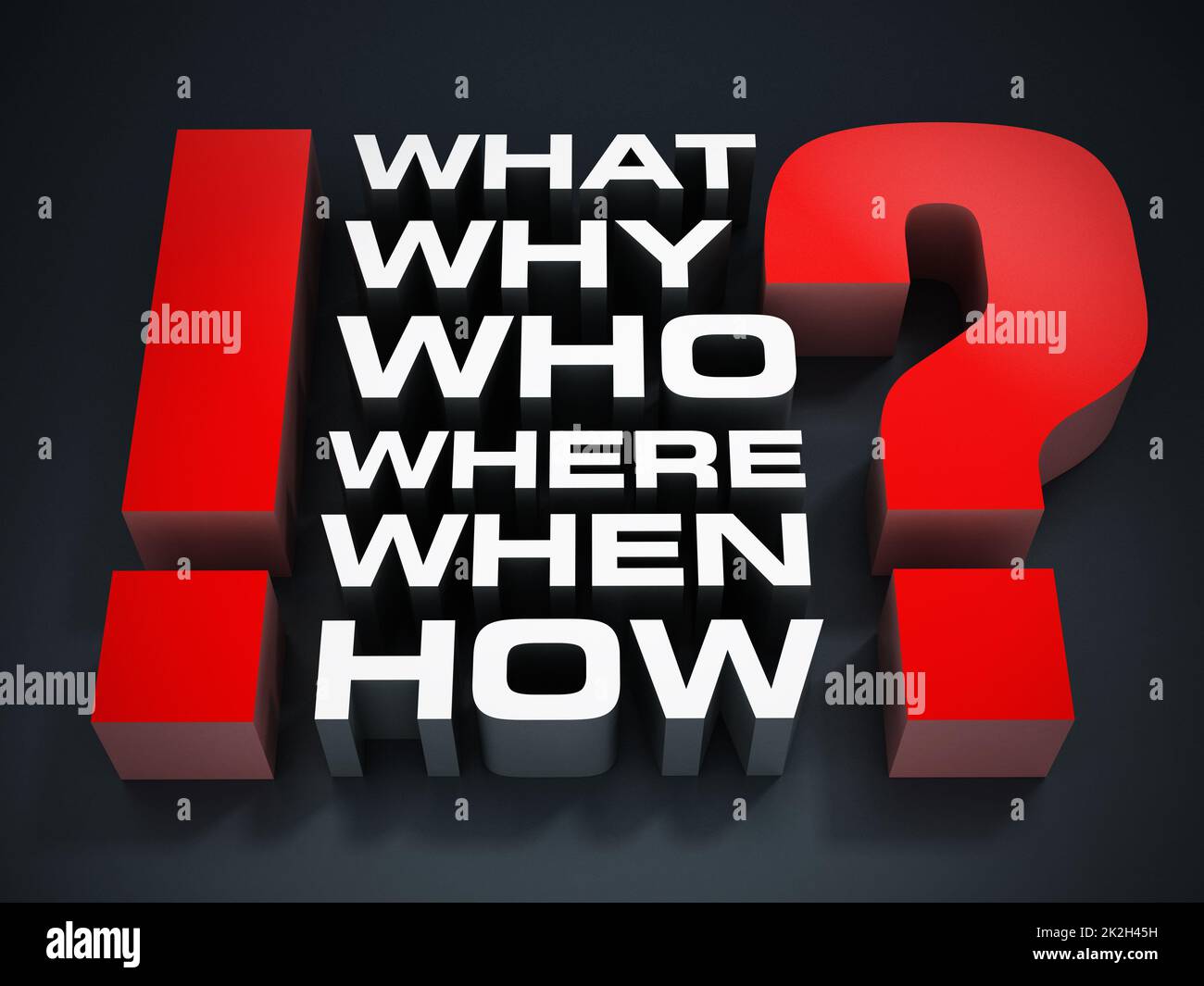 Question words on black background Stock Photo - Alamy