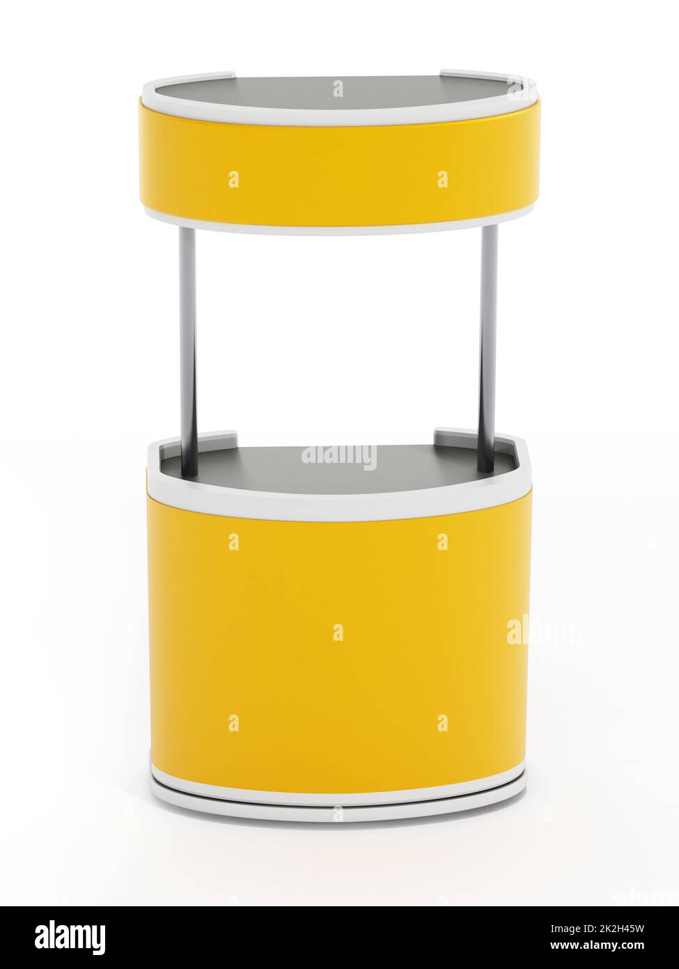 Yellow promotion stands Stock Photo - Alamy