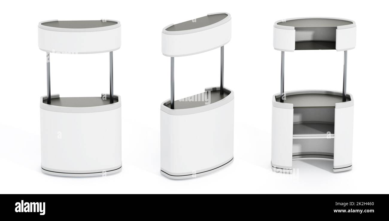 White promotion stands Stock Photo - Alamy