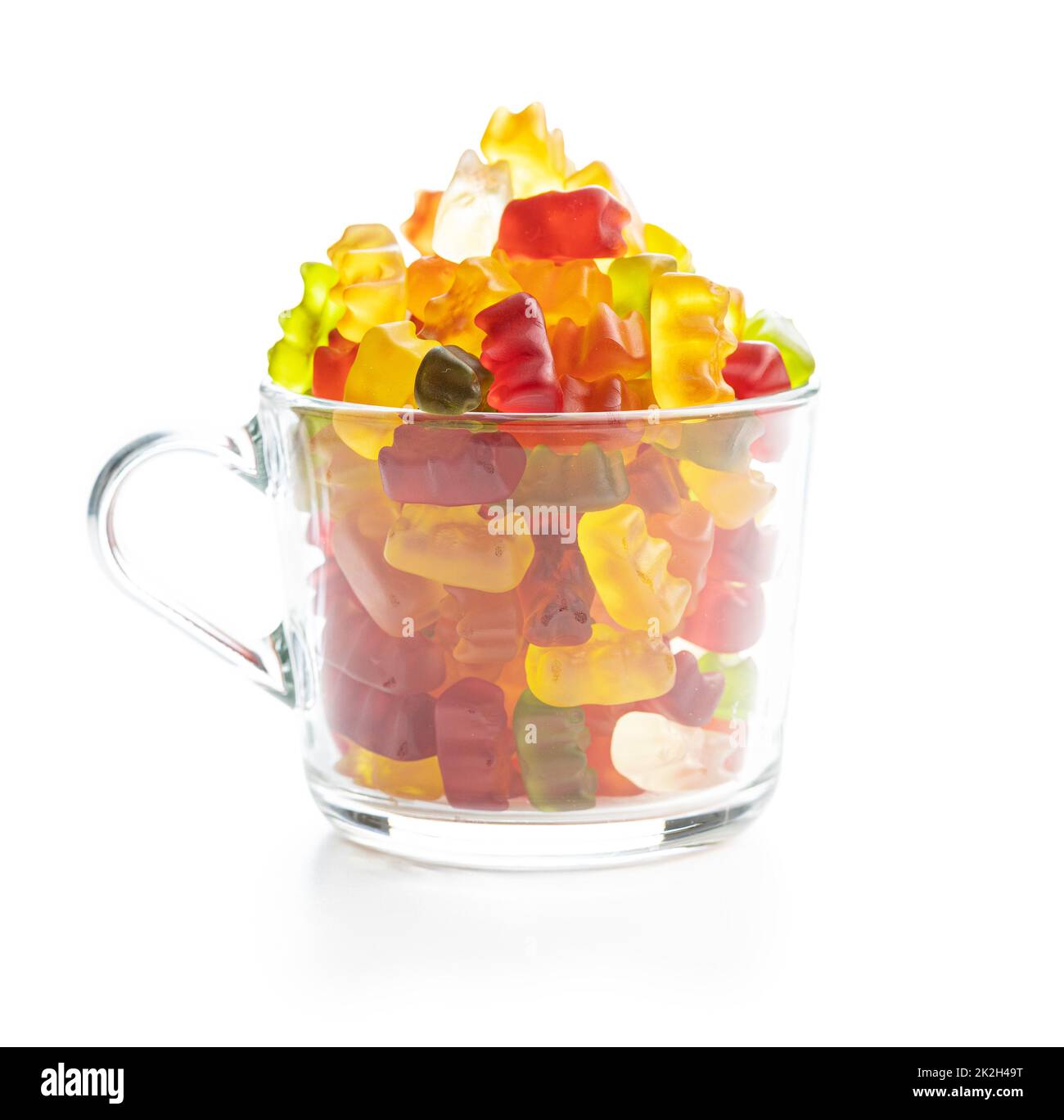 Jelly gummy bears candy in cup. Colorful sweet confectionery isolated ...