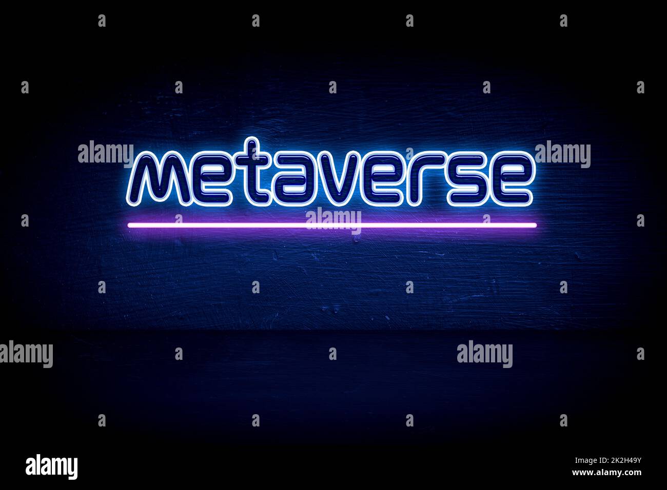 metaverse - blue neon announcement signboard Stock Photo - Alamy