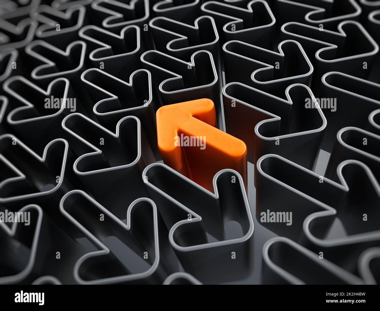 Orange arrow going through the opposite direction Stock Photo - Alamy