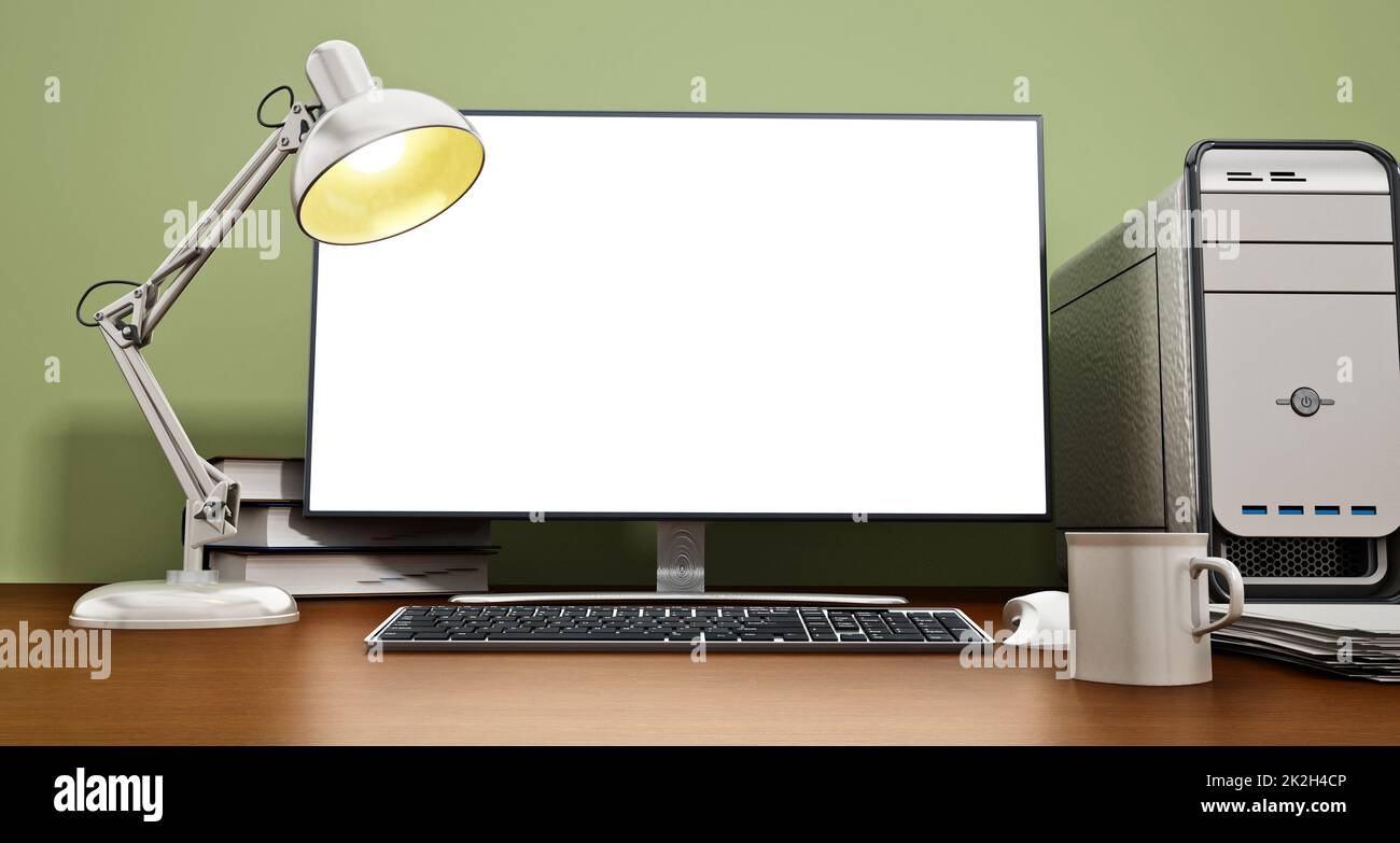 Desktop PC with blank screen Stock Photo - Alamy