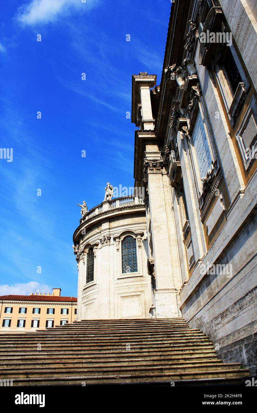 Front of the historical Basilica Papale di Santa Maria Maggiore church ...