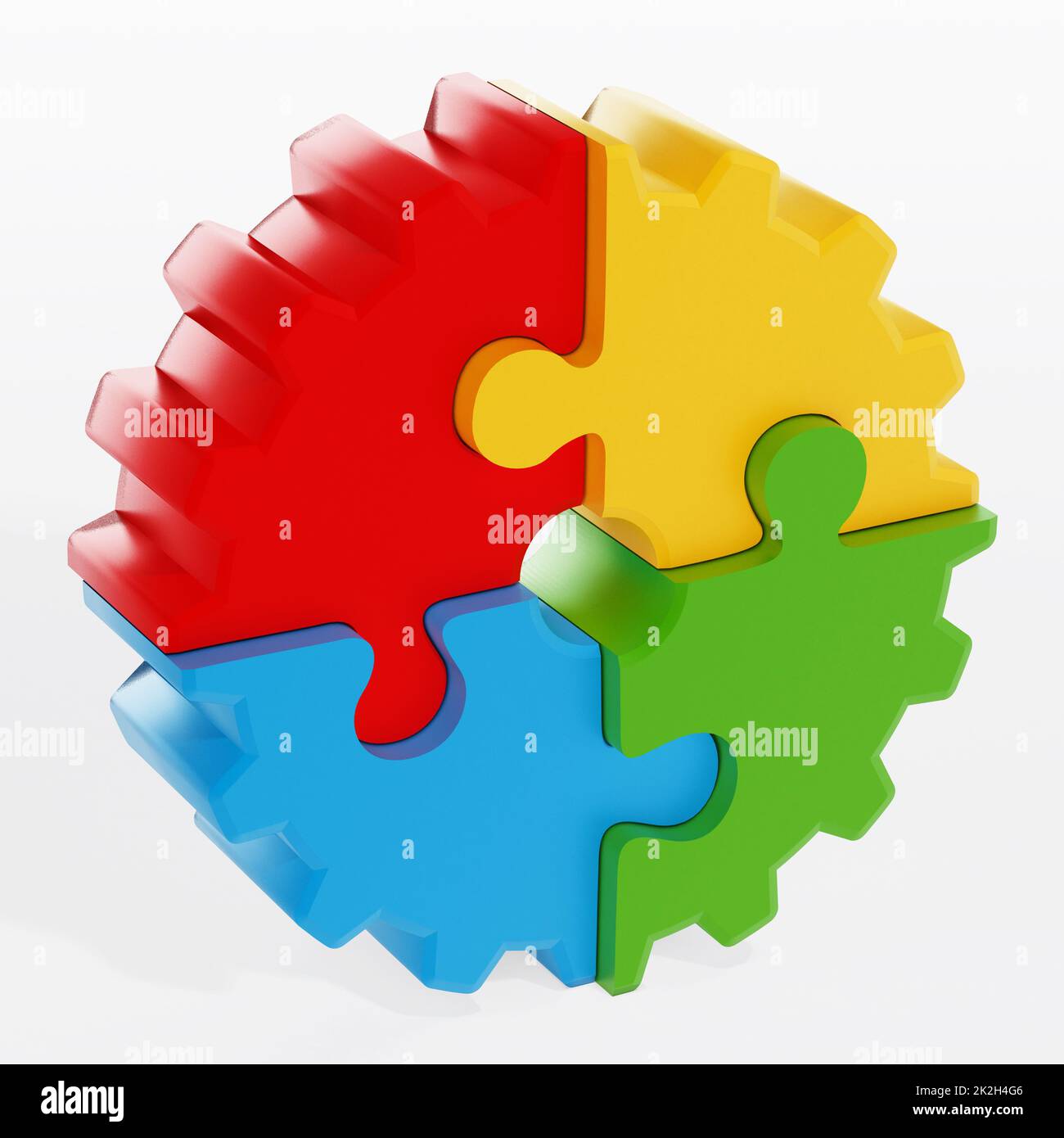 Multi colored gear consisting of puzzle parts Stock Photo - Alamy