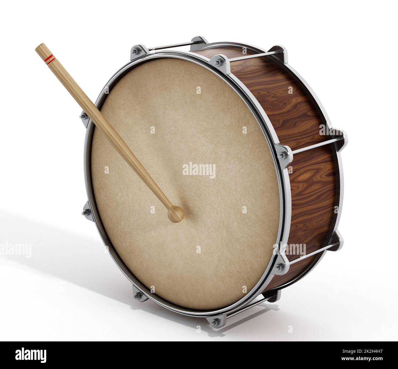 Wooden drum with stick Stock Photo - Alamy