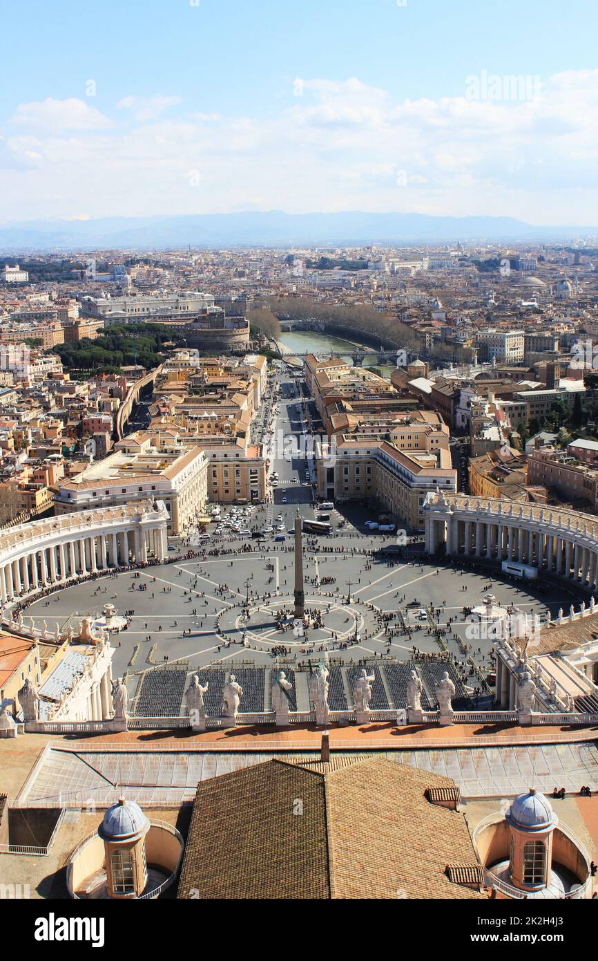 View of St Peter's Square from the roof of St Peter's Basilica, Vatican City, Rome, Italy Stock ...