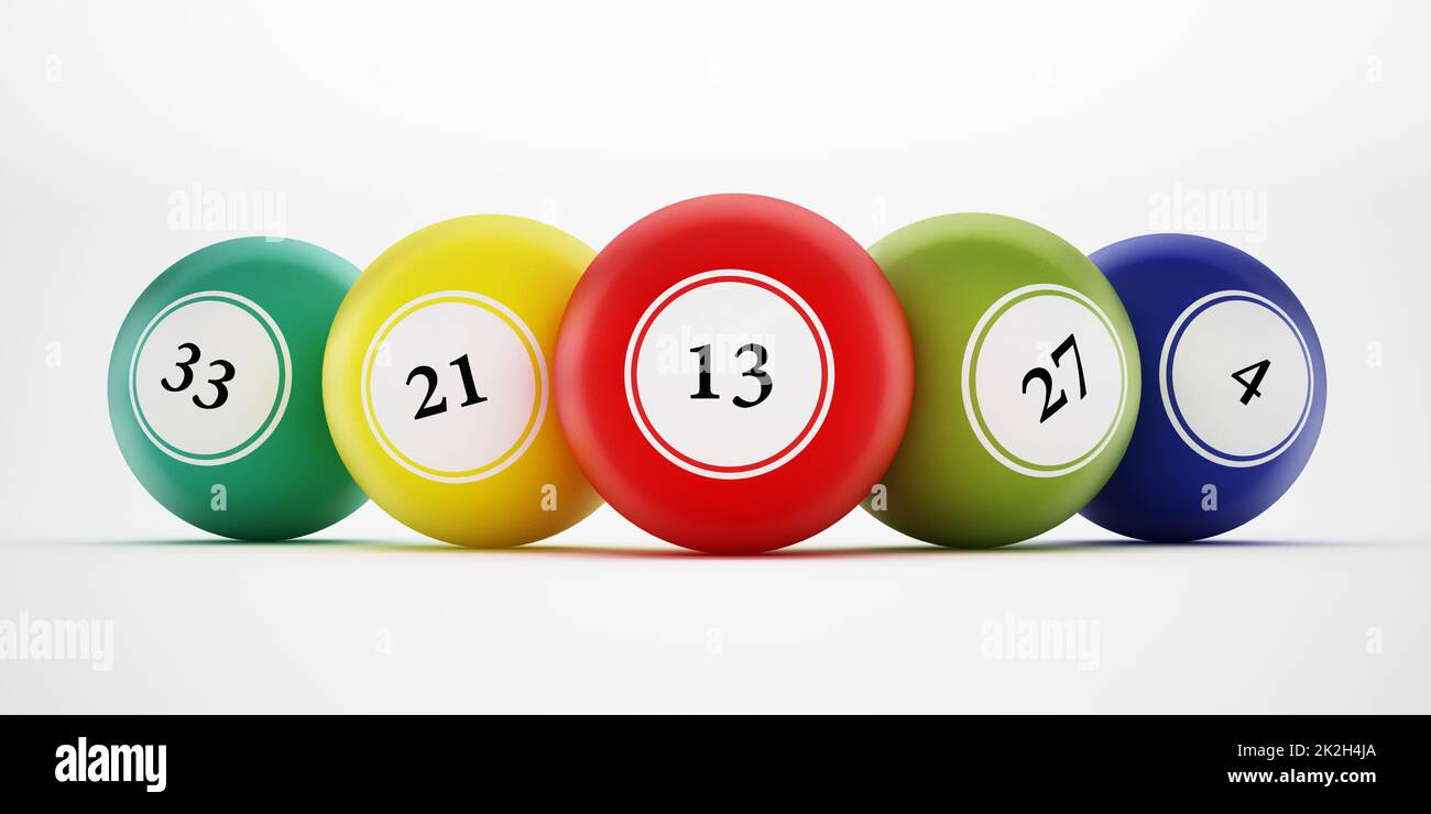 Bingo balls with generic numbers. 3D illustration Stock Photo - Alamy