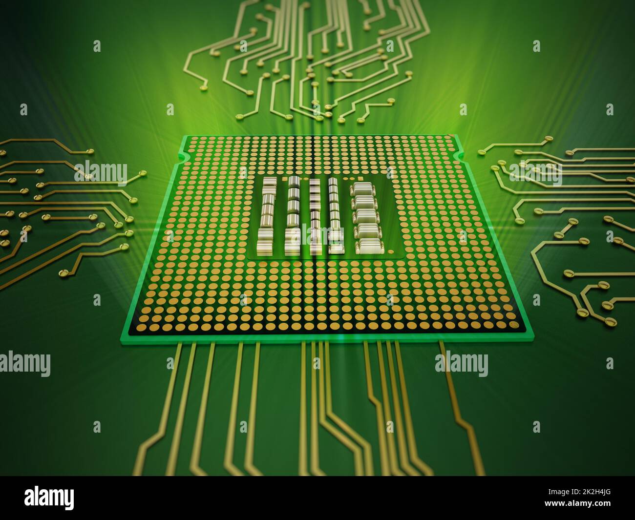CPU emits green light rays Stock Photo - Alamy
