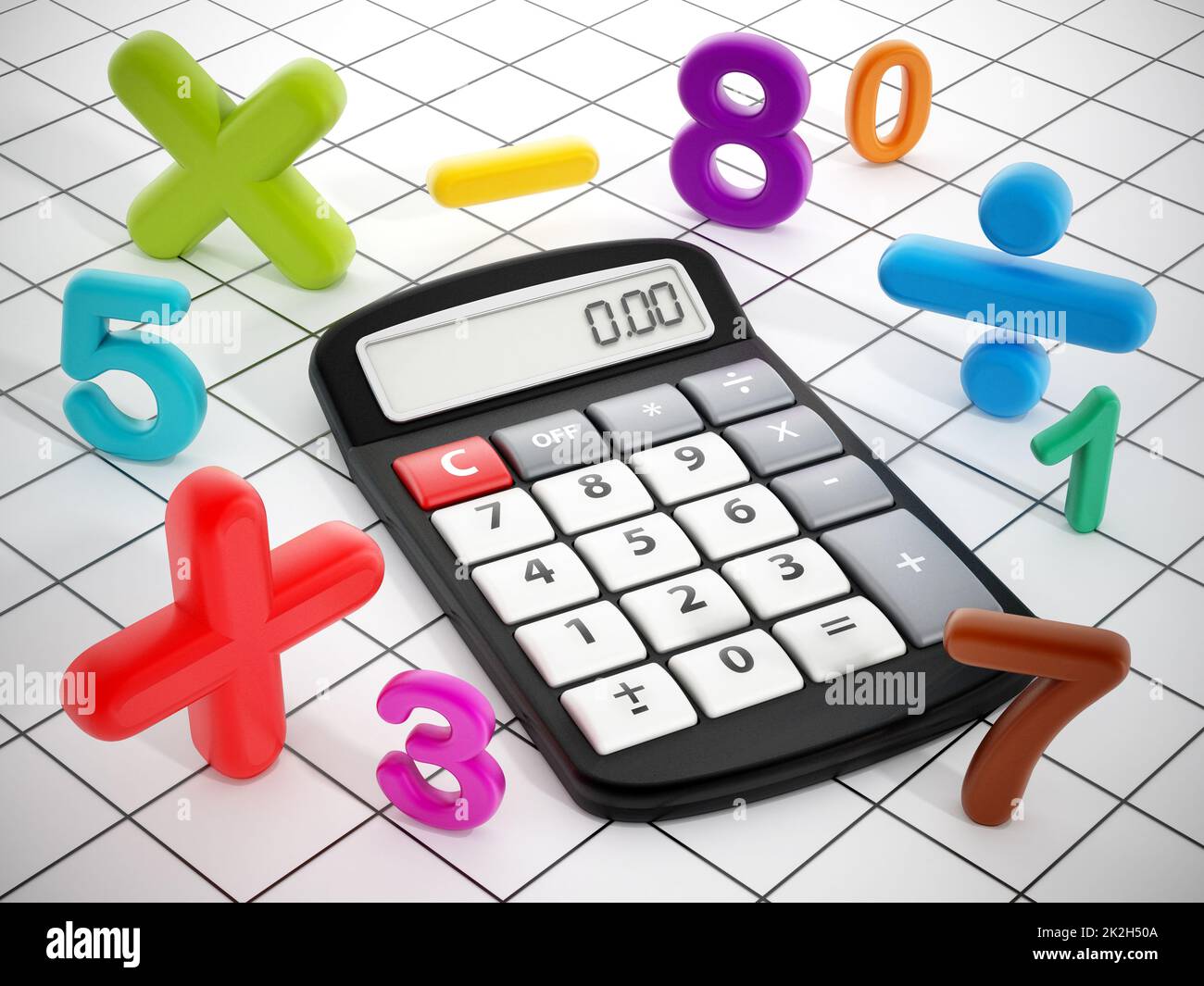 Calculator and mathematical symbols Stock Photo - Alamy