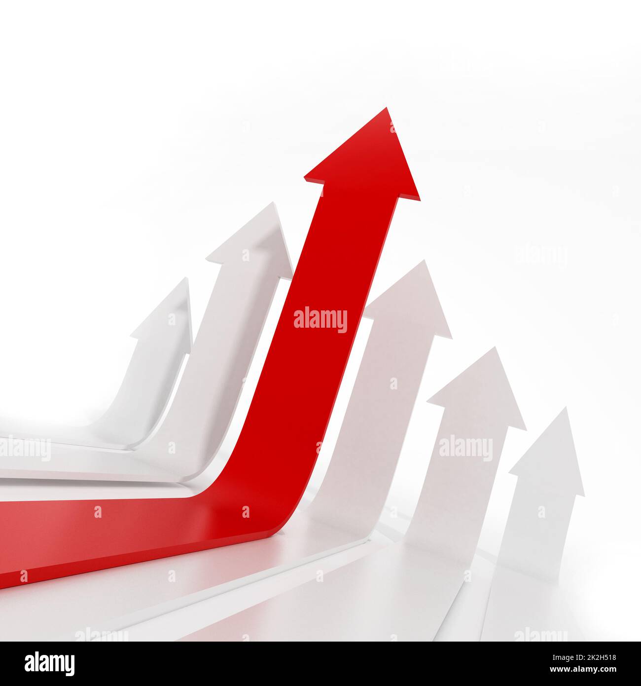 Rising red arrow among white arrows. 3D illustration Stock Photo - Alamy
