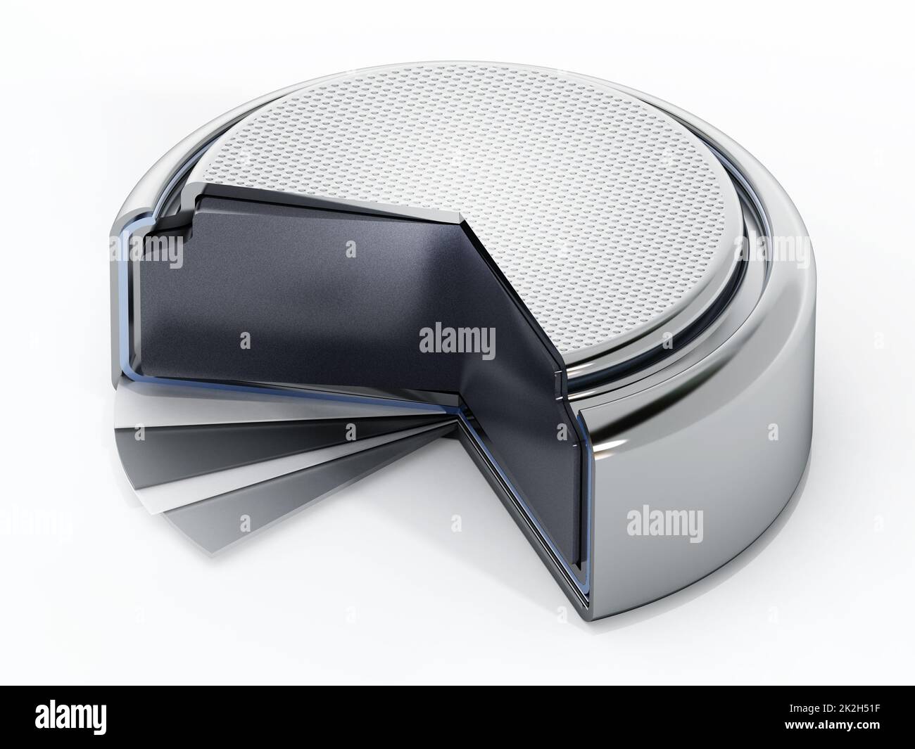 Layers of a button cell. Cross section 3D illustration Stock Photo - Alamy