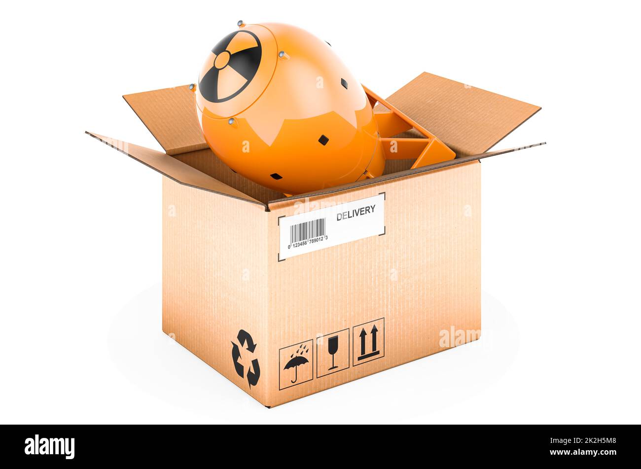 Atomic bomb inside parcel, 3D rendering isolated on white background ...