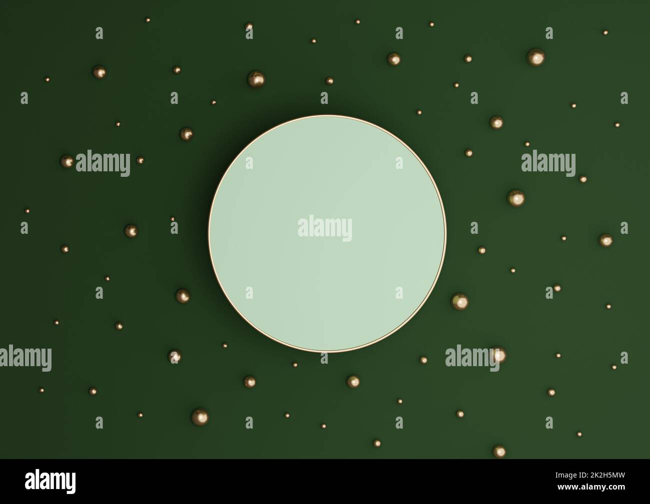 Dark, warm green 3D rendering luxury product display podium or stand minimal to view flat lay ...
