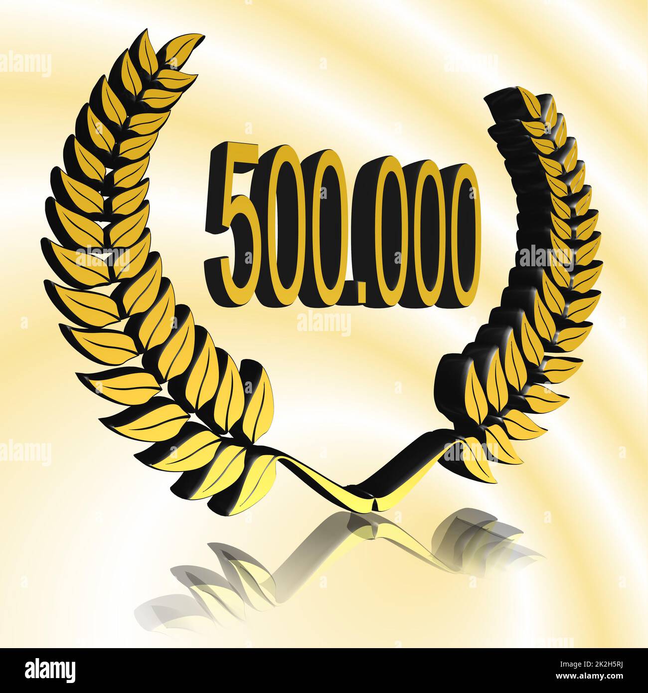 Number 500000 with laurel wreath or honor wreath as a 3D-illustration ...