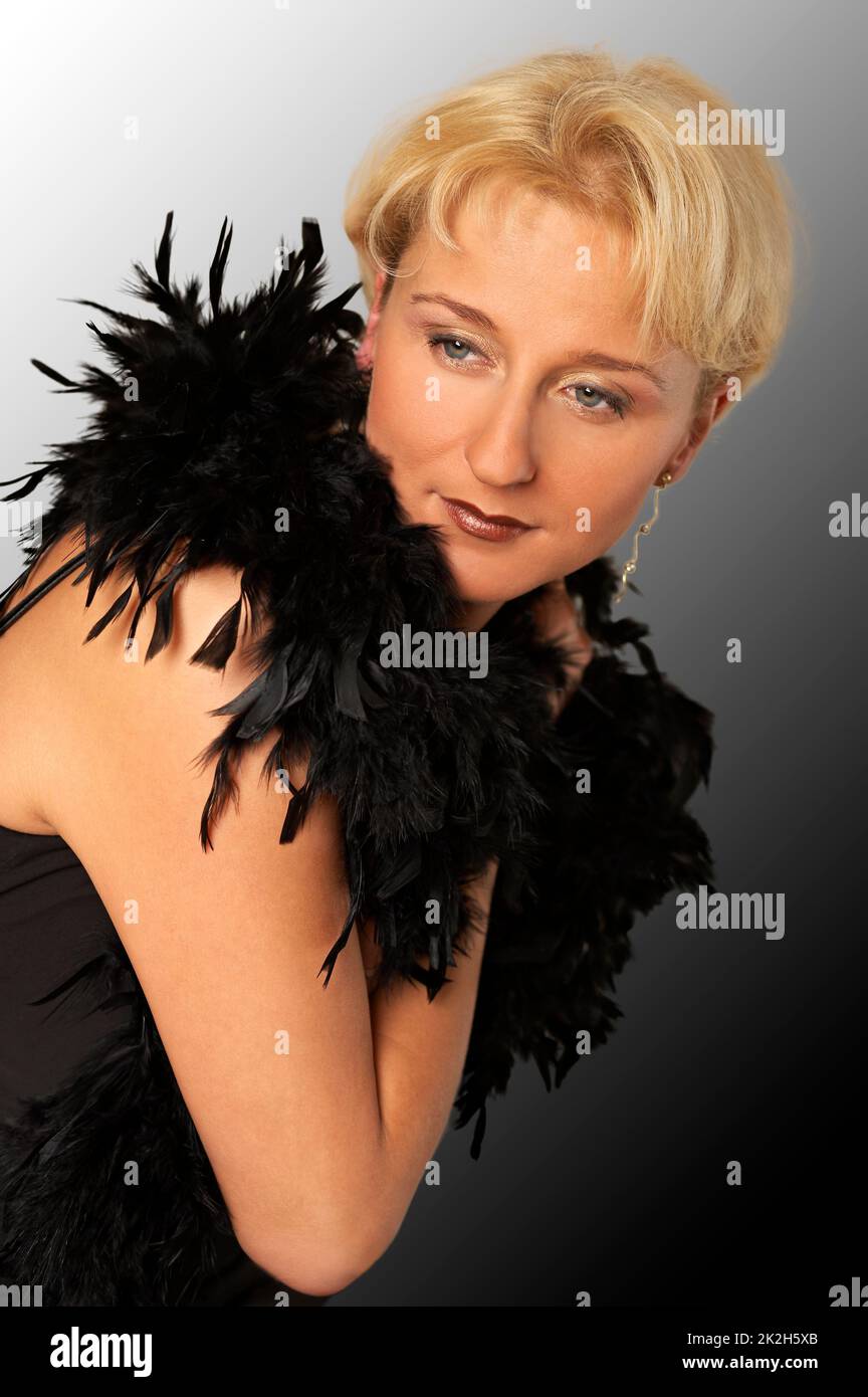Lady with Boa Stock Photo - Alamy