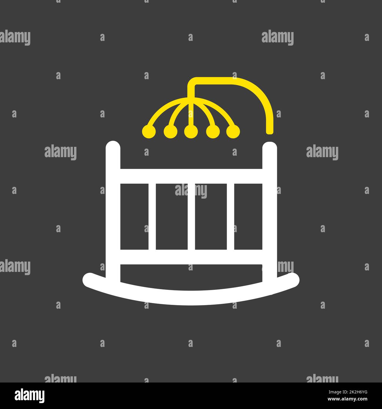 Baby cradle bed with hanging toys vector icon Stock Photo - Alamy