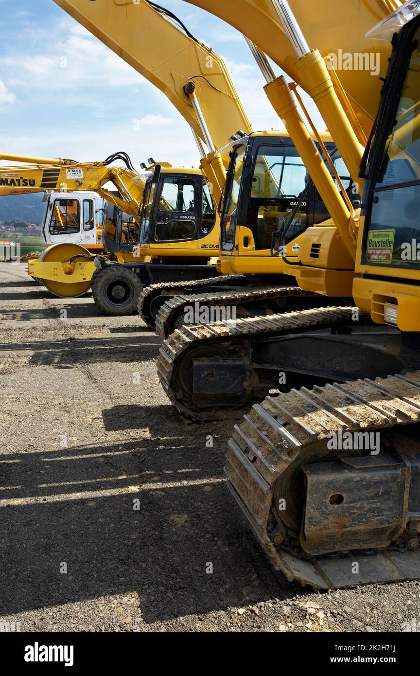 The excavators and road rollers Stock Photo - Alamy