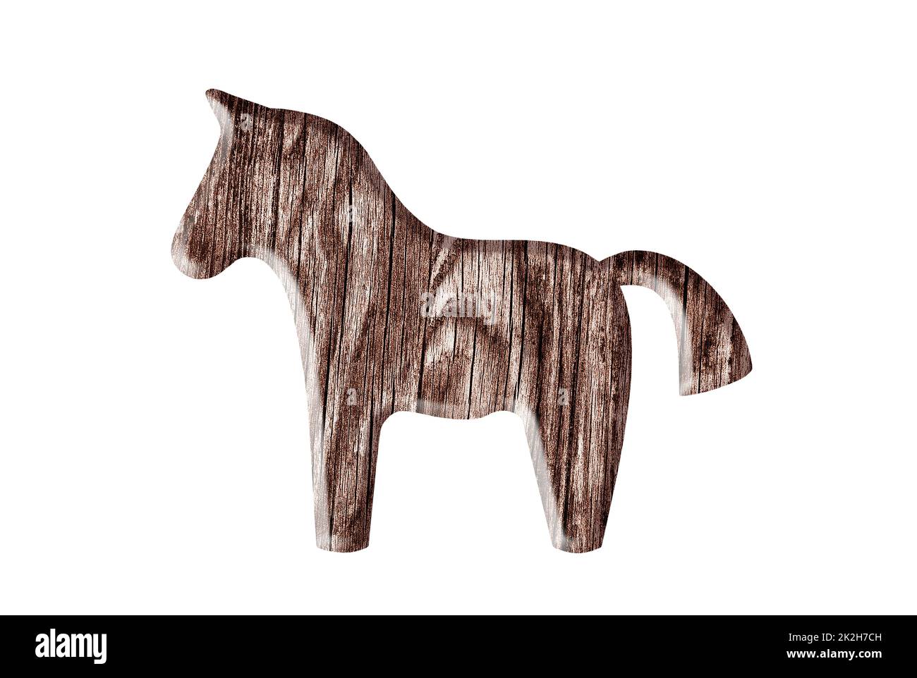 Wooden horse shape isolated on white background with clipping path ...
