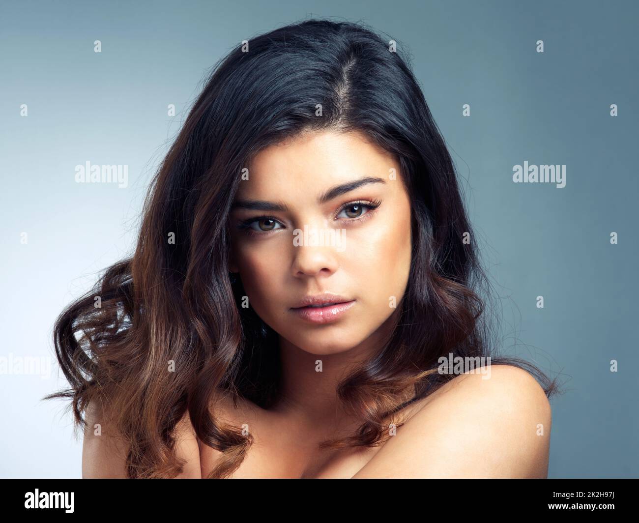 Person portrait posing pretty single studio woman young hi-res stock ...