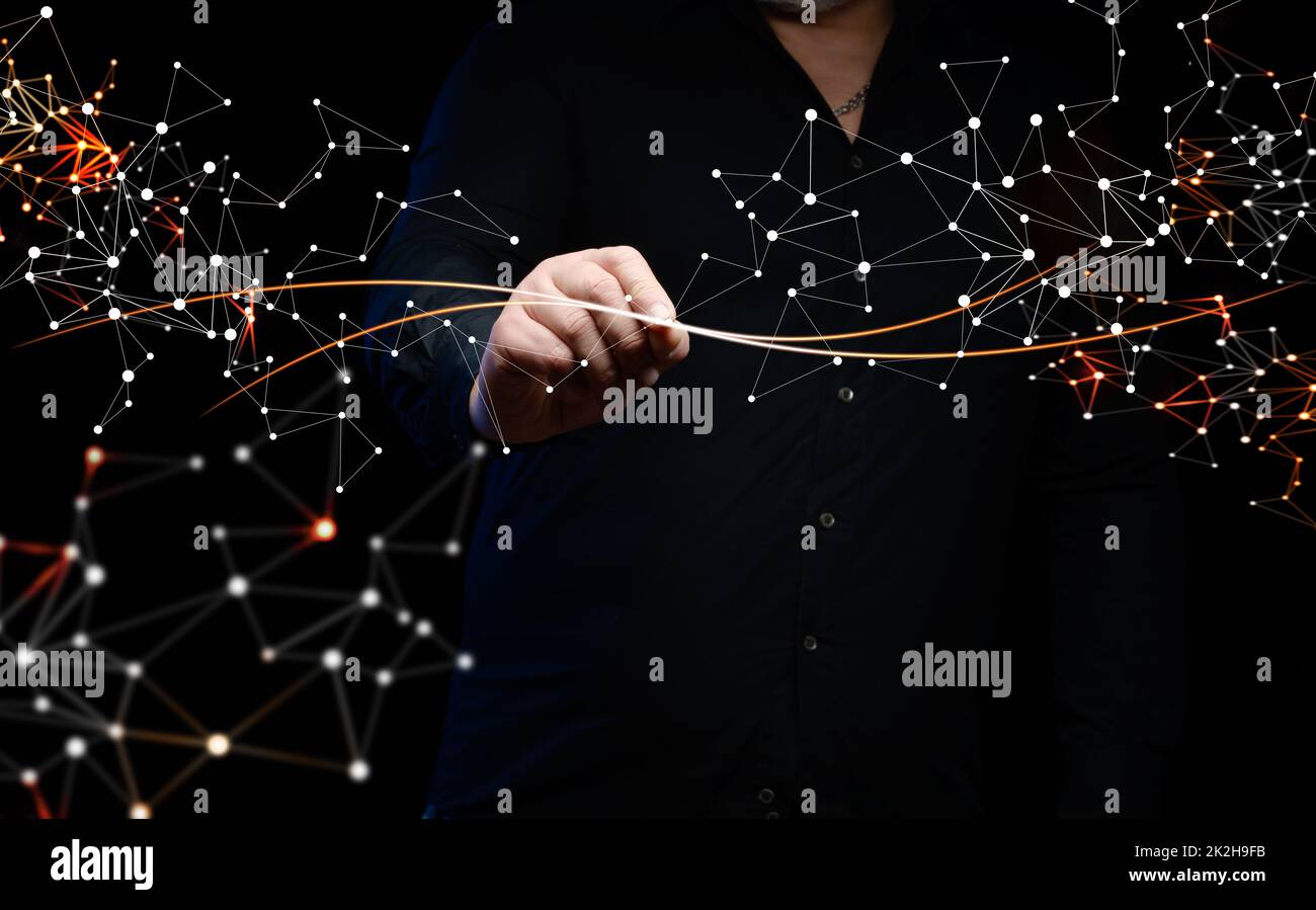 world wide web internet with connections and male hand. Quick ...