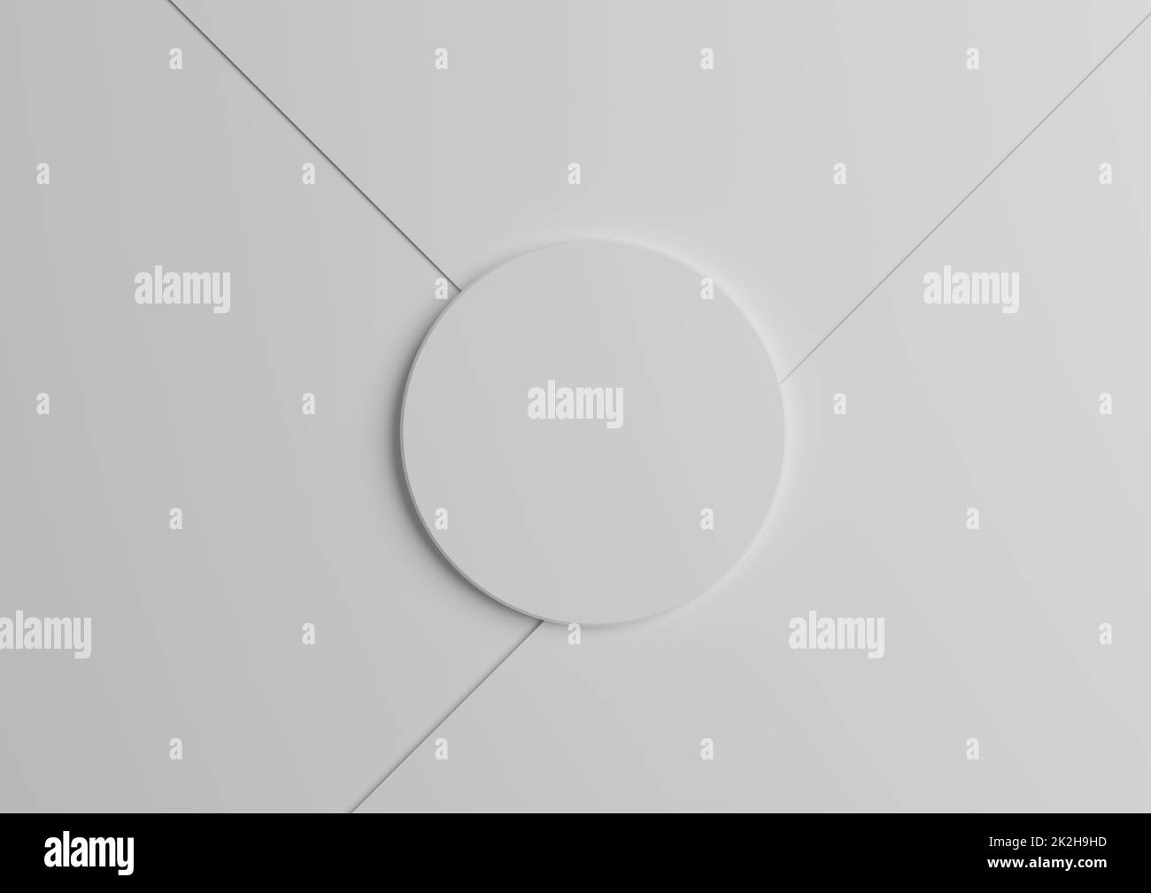 White circle stand or podium for product display. Top view 3D render of ...