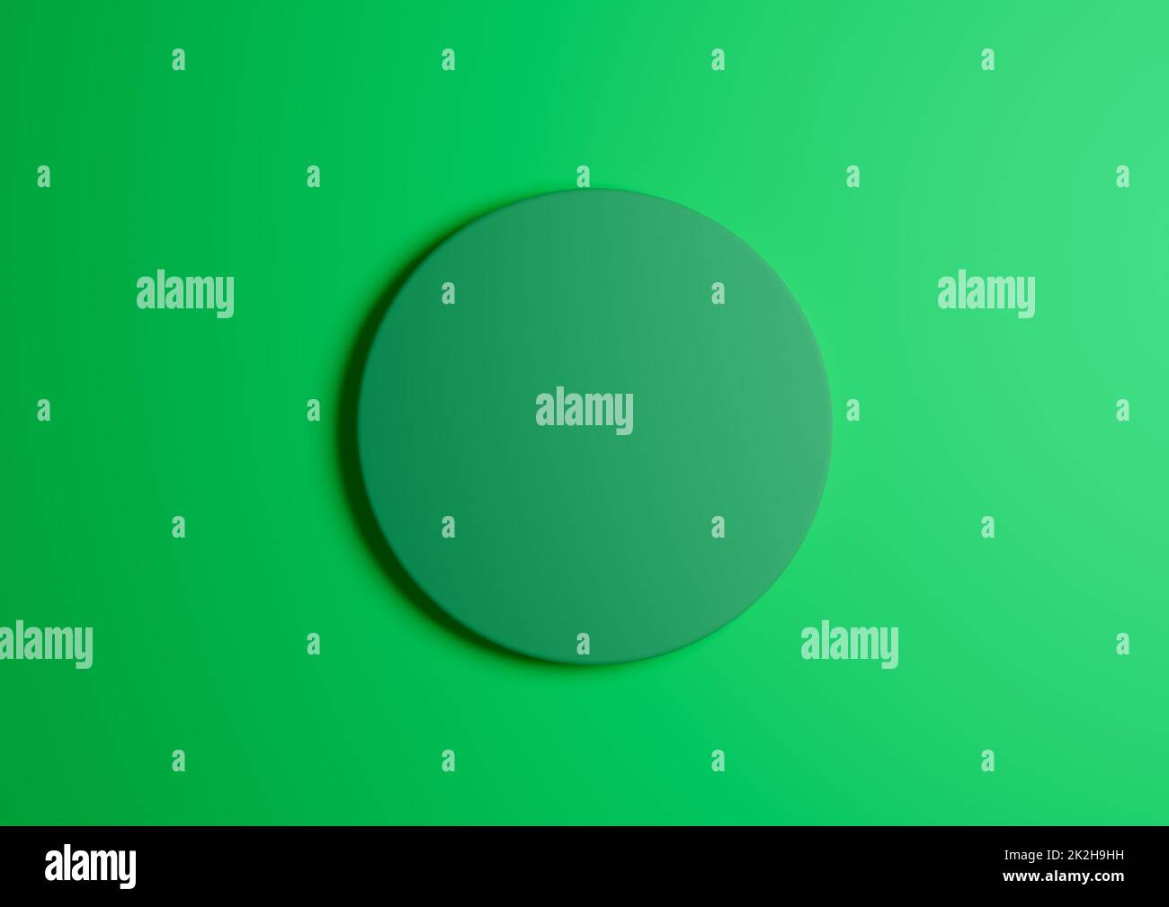 3D illustration of a bright green circle podium or stand top view flat ...
