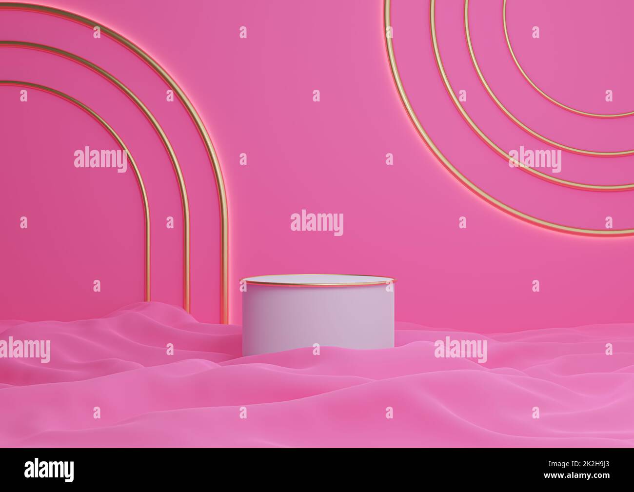 Bright magenta, neon pink 3D rendering luxurious product display ...