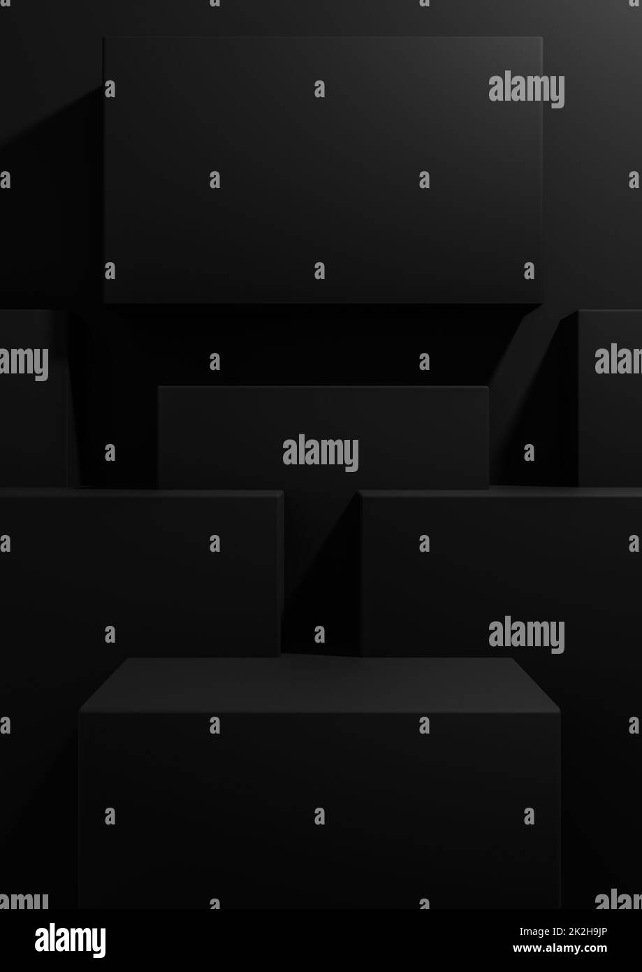 Black, dark gray, black and white 3D rendering product display background simple, minimal ...