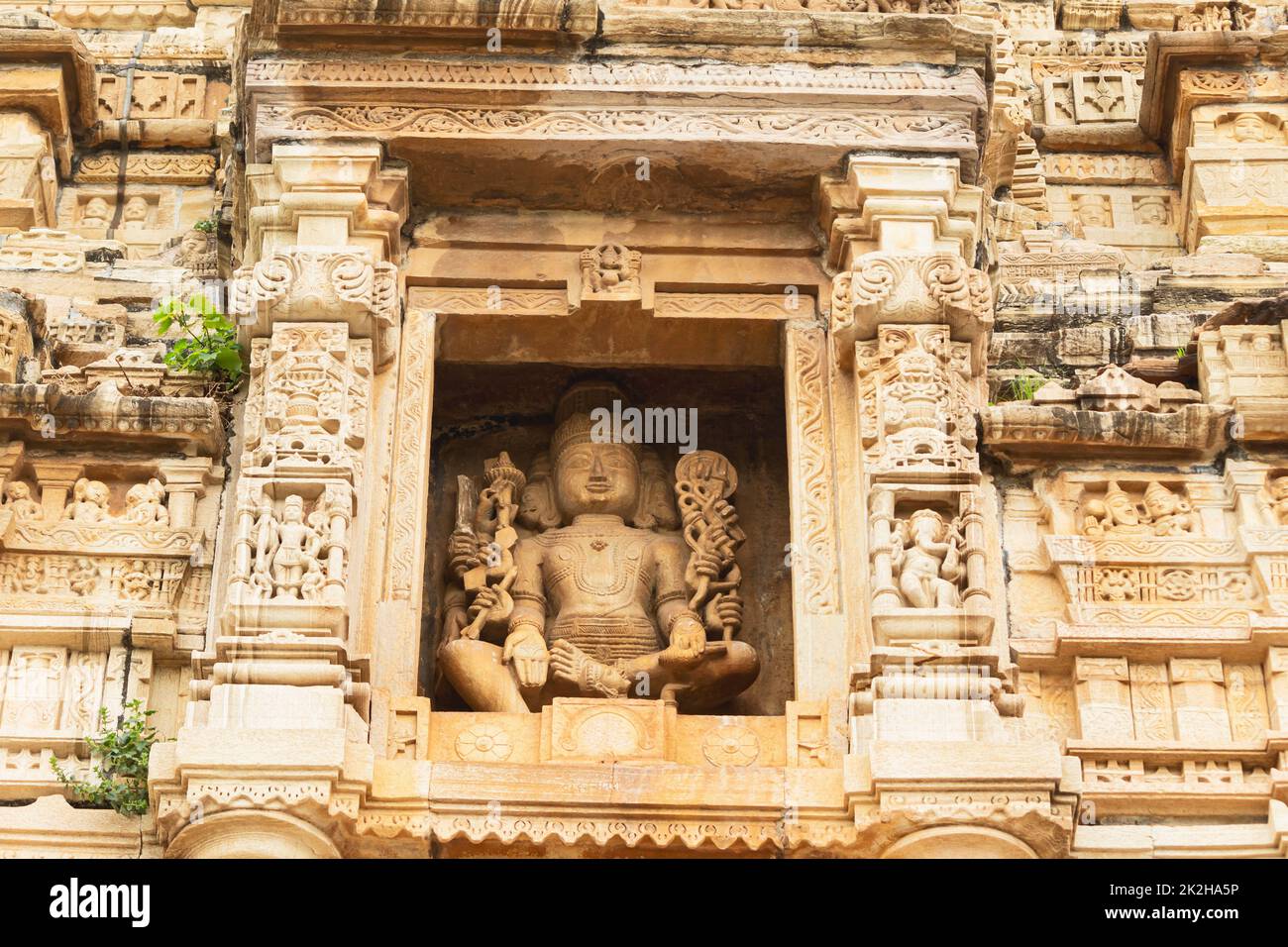 Sculpture of Brahma, Vishnu and Mahesh on the Kumbha Shyam Temple ...