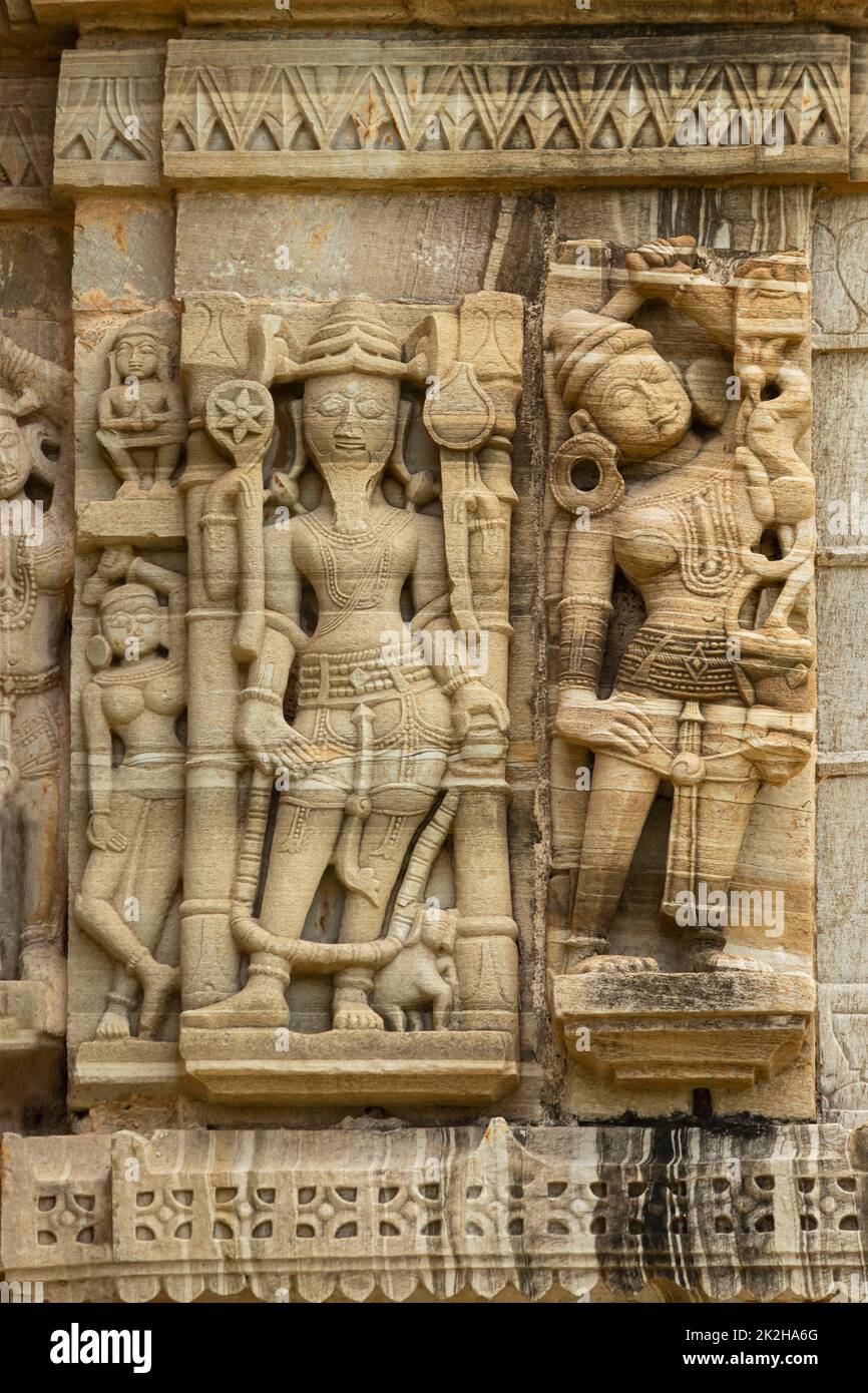 Sculpture of Hindu God and Goddess on the Shree Digambar Jain Adinath ...