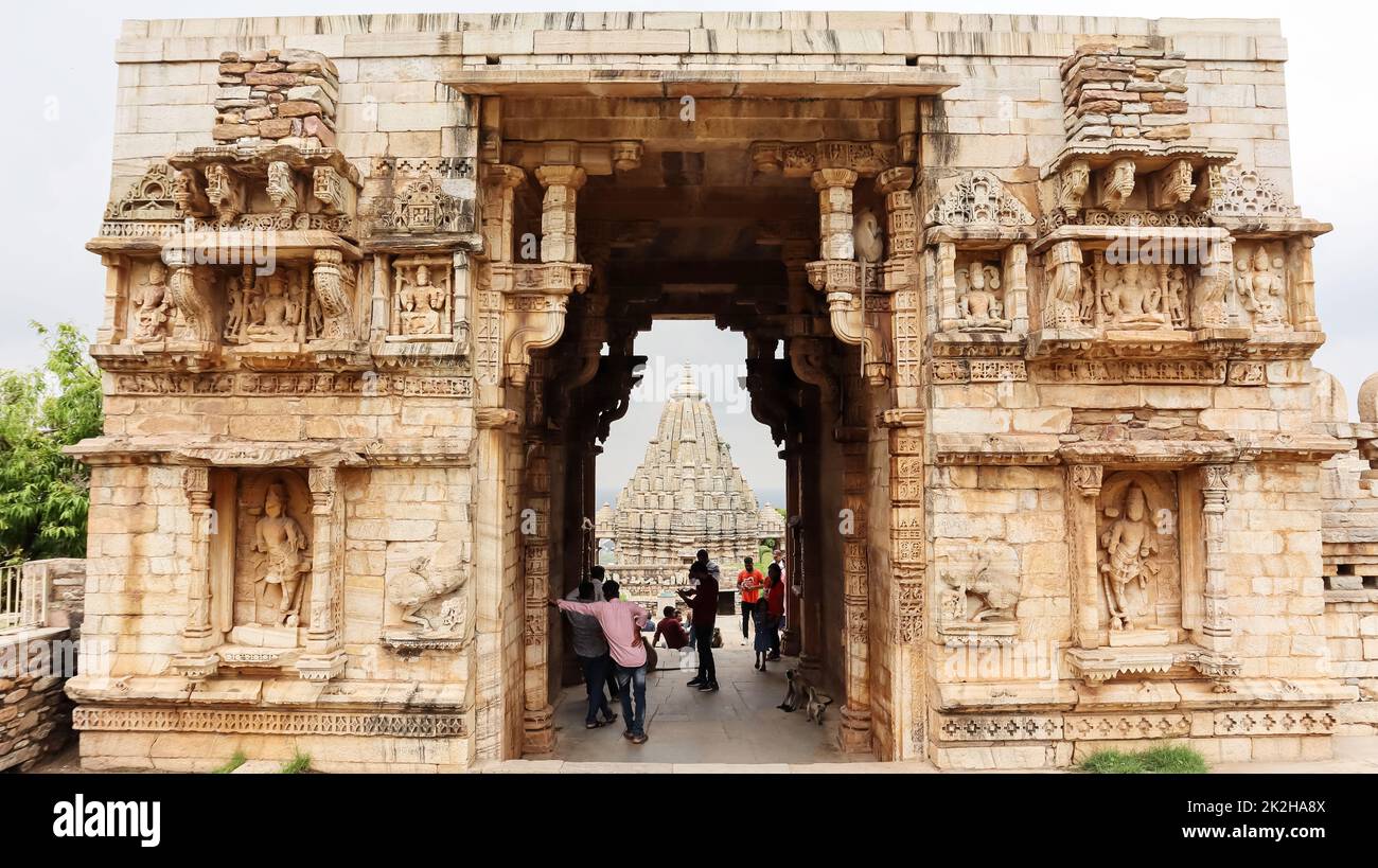 INDIA, RAJASTHAN, CHITTORGARH, July 2022, Tourist at the entrance of ...