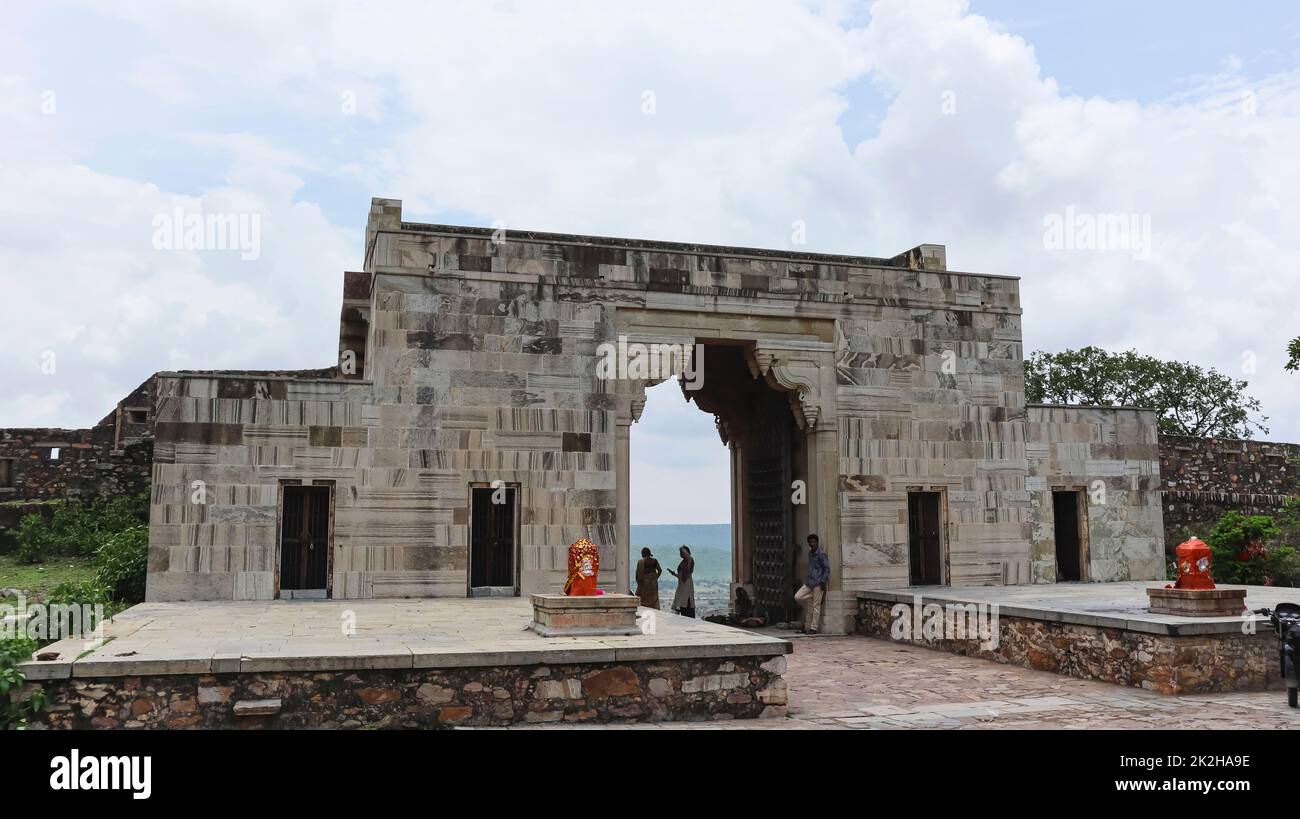 INDIA, RAJASTHAN, CHITTORGARH, July 2022, Tourist at Suraj Pol, the old ...