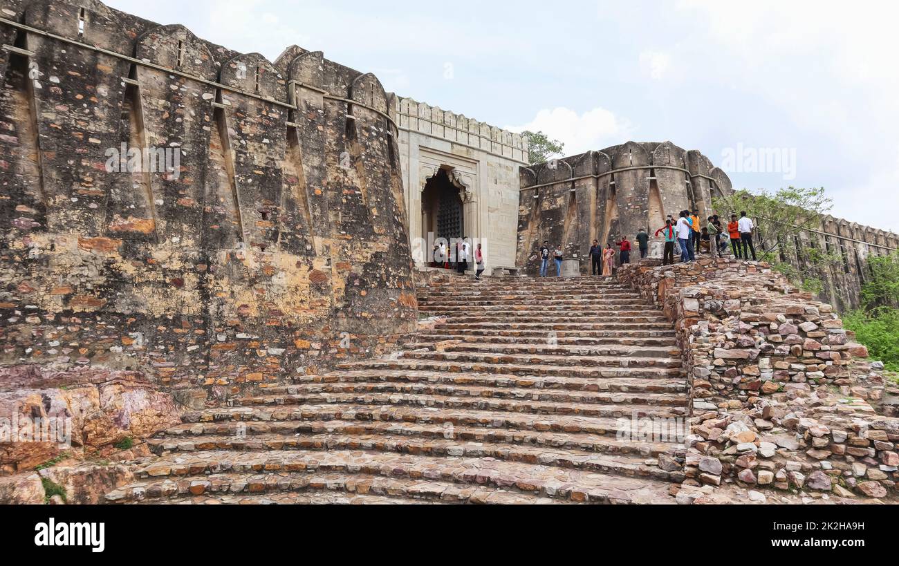 INDIA, RAJASTHAN, CHITTORGARH, July 2022, Tourist at Suraj Pol and ...