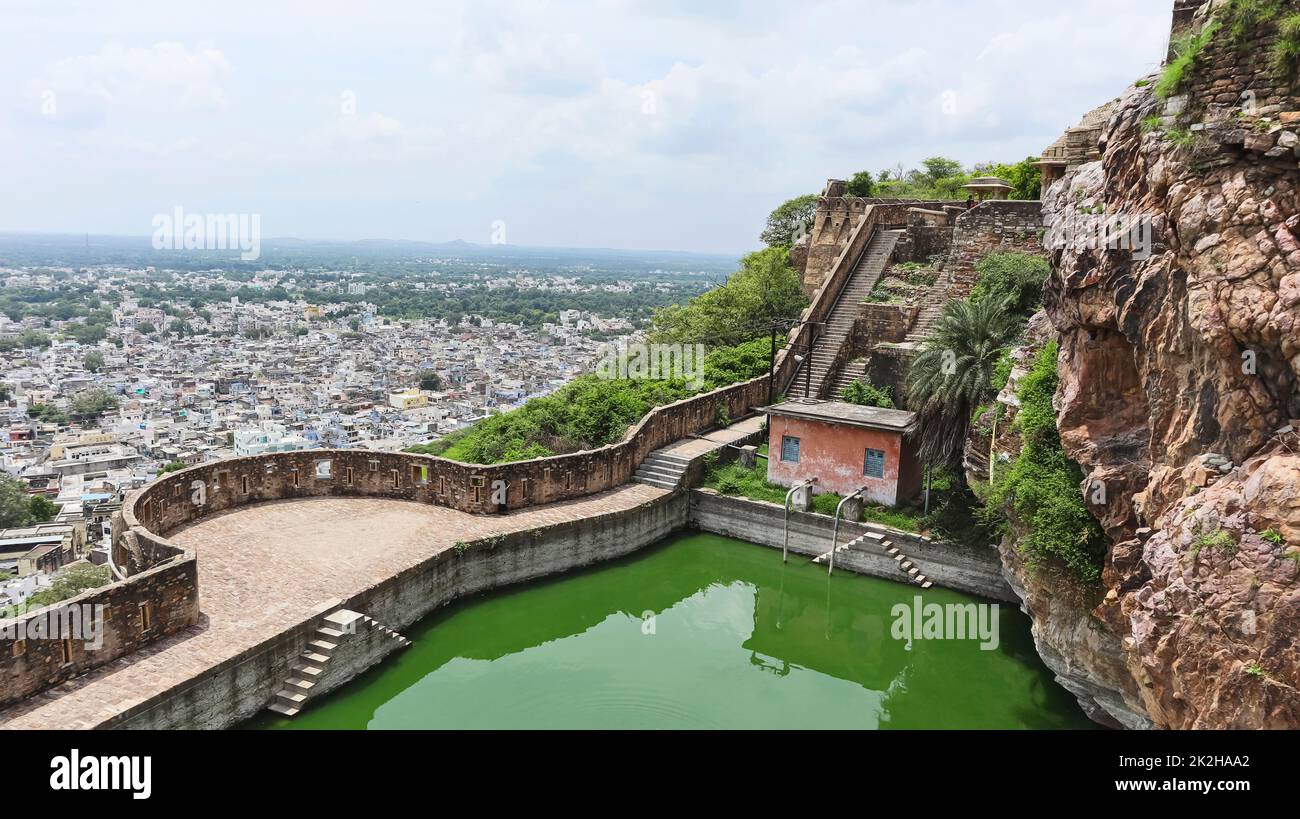 View of Gaumukh Kund and City Scape, Chittorgarh Fort, Rajasthan, India ...