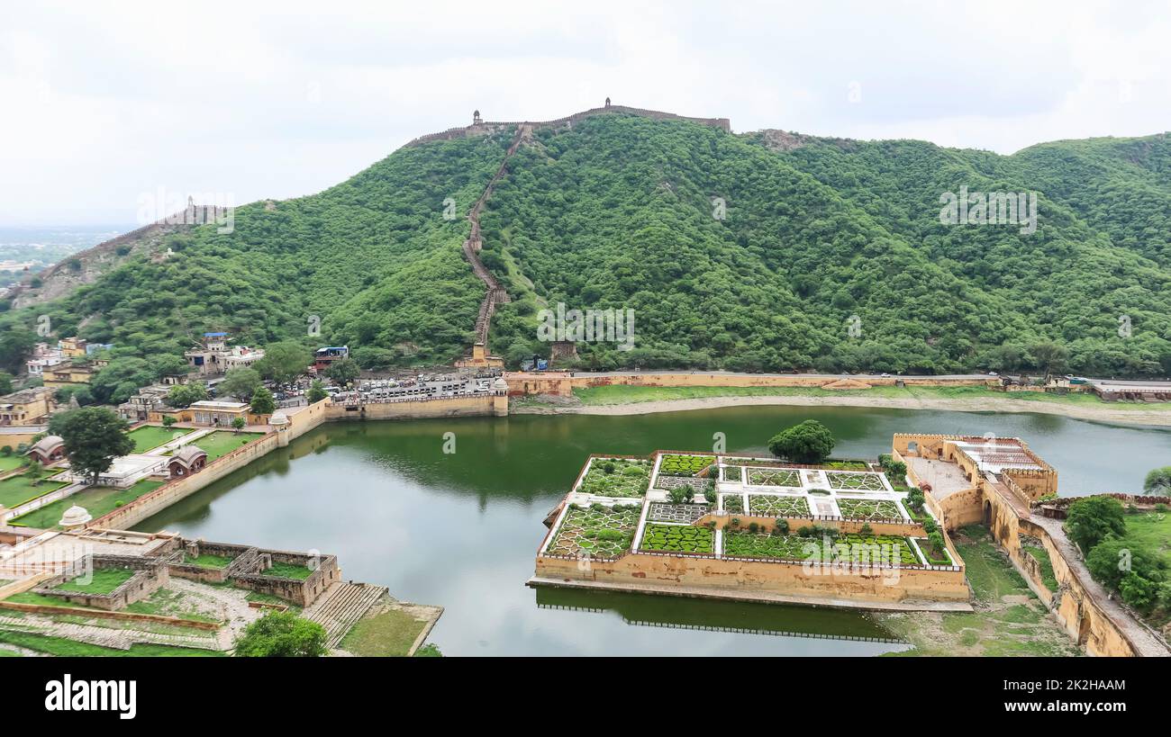 View of Maotha Lake and Kesar Kayri Garden, Jaipur, Rajasthan, India ...