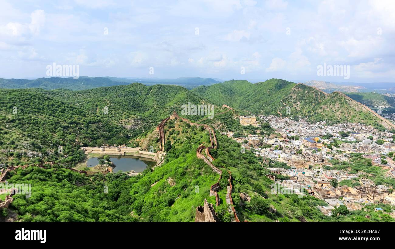 View of Sagar Lake and Amer, Jaipur, Rajasthan, India Stock Photo - Alamy