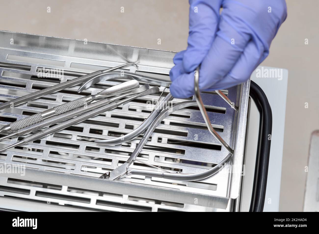 Manicure and pedicure instruments after sterilization and disinfection ...