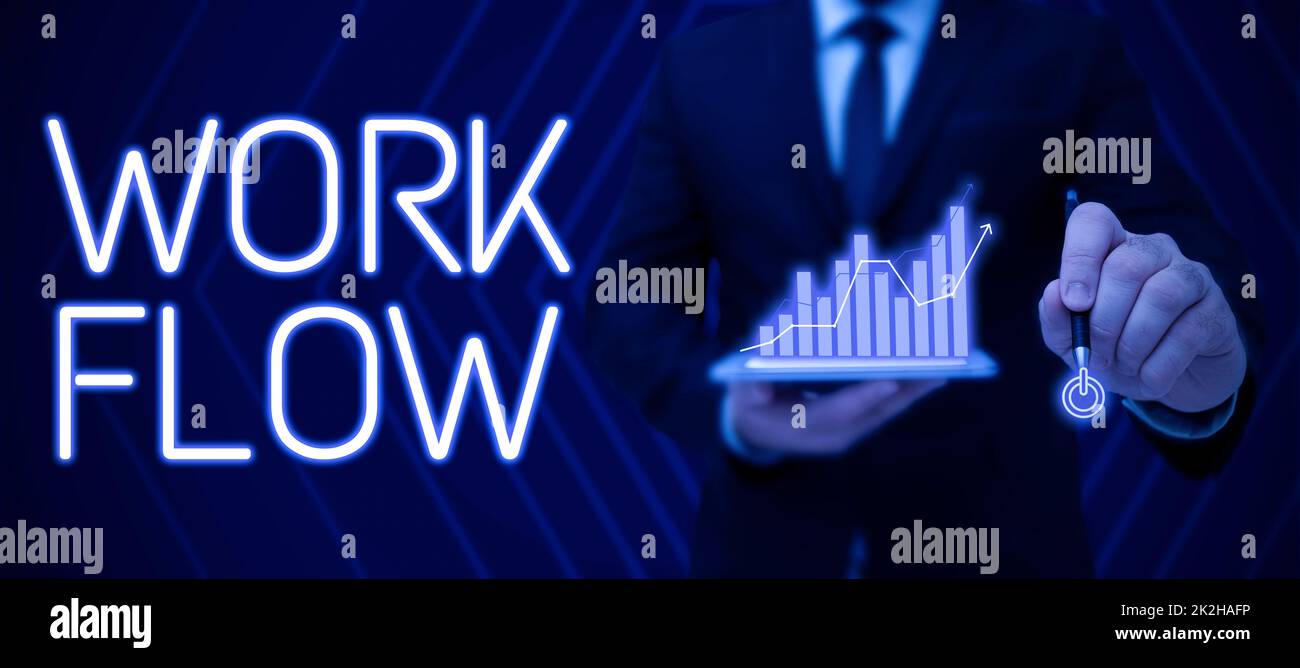 Inspiration Showing Sign Work Flow Internet Concept Continuity Of A Certain Task To And From An