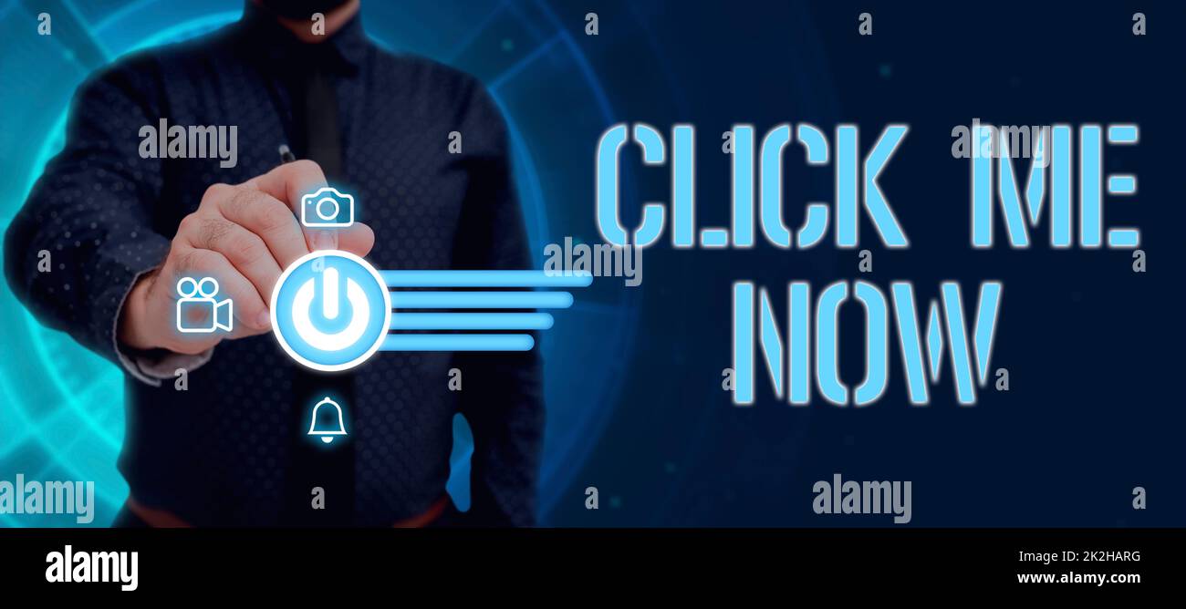 Handwriting text Click Me Now. Business idea Internet helping desk ...