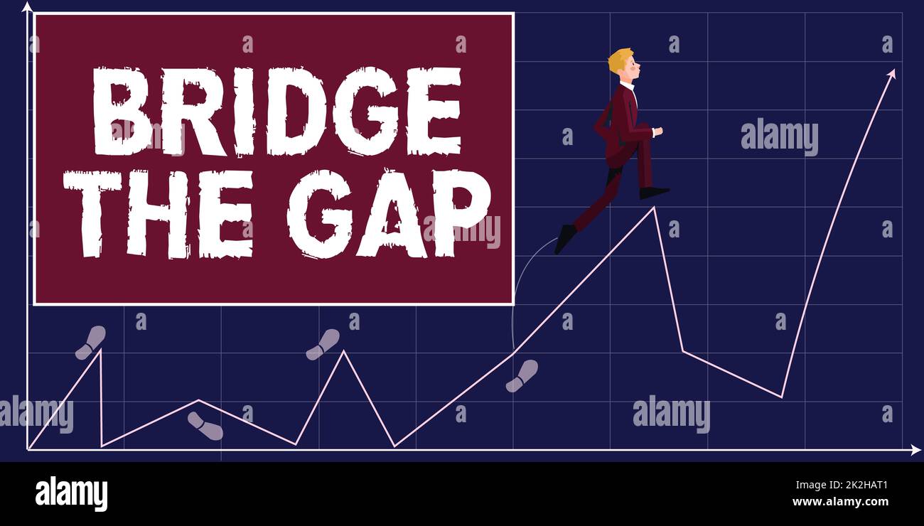 Text showing inspiration Bridge The Gap. Concept meaning Overcome the ...