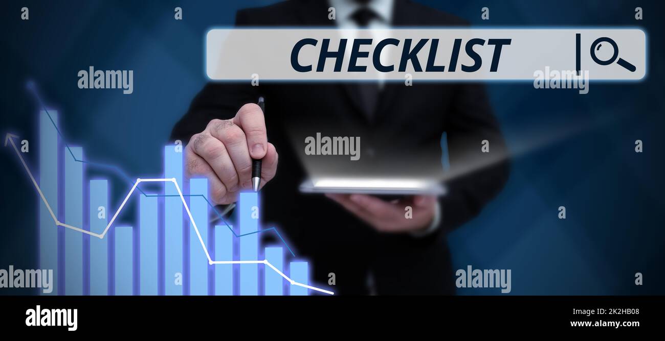 Sign displaying Checklist. Business showcase List down of the detailed ...