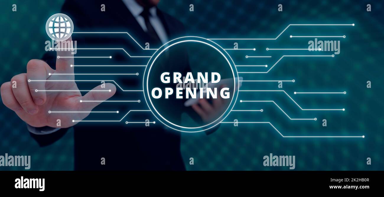 Text showing inspiration Grand Opening. Business concept Ribbon Cutting ...