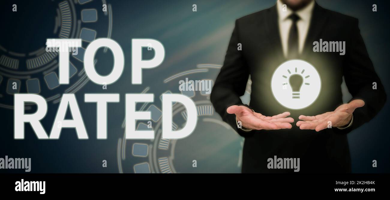 Conceptual caption Top Rated. Internet Concept The high amount of a ...