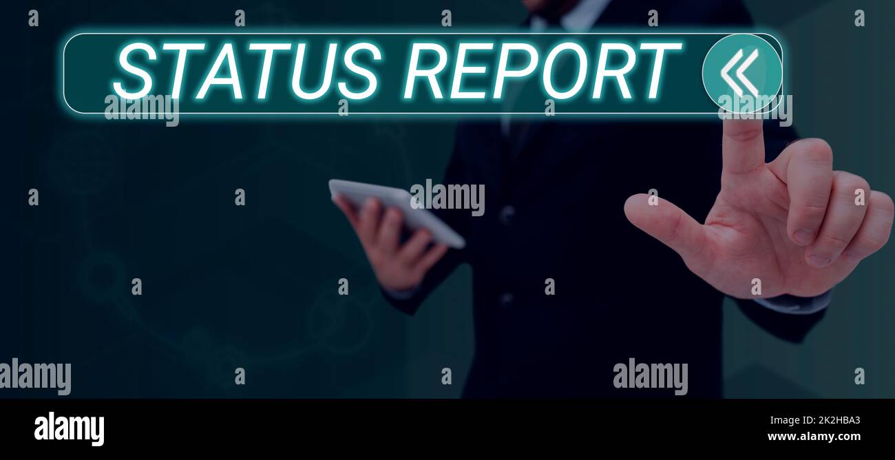 Text sign showing Status Report. Word Written on Update Summary of ...