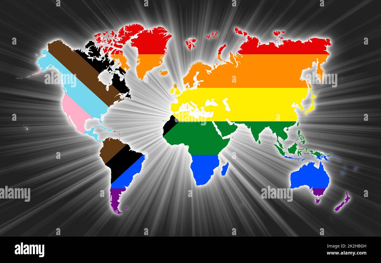 Progress LGBTQ Rainbow world map, the most widely known worldwide is ...